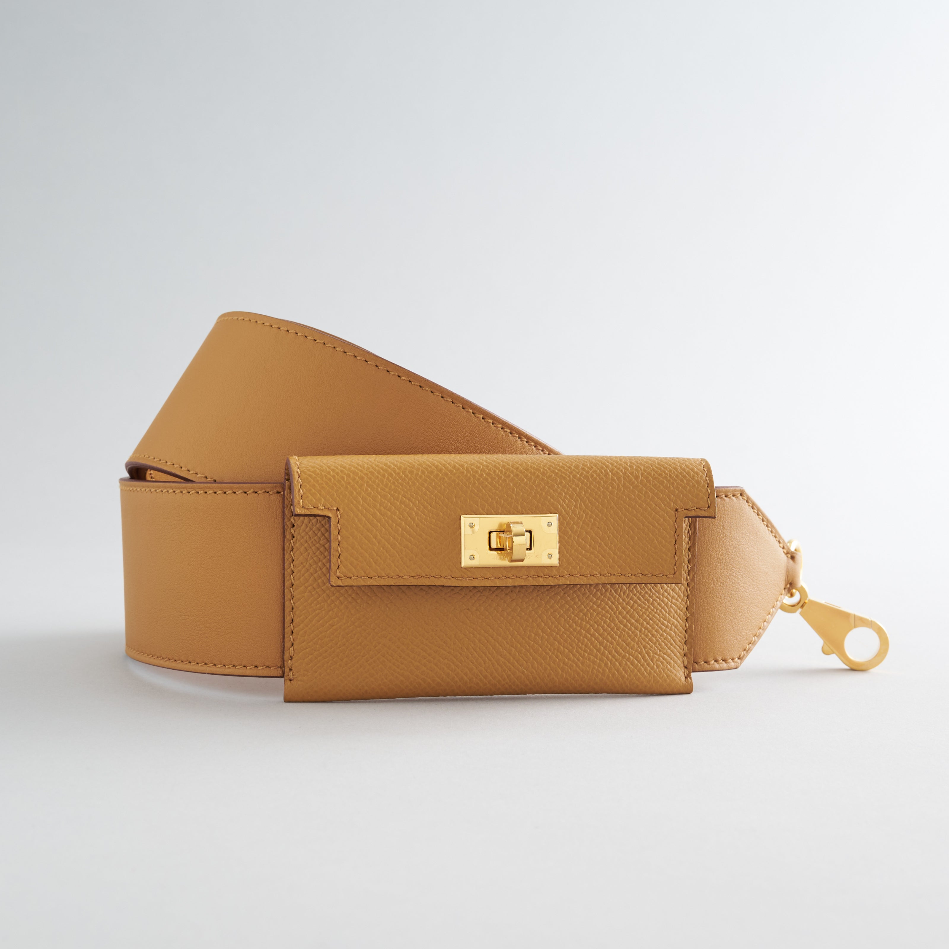 Hermès Kelly Pocket Shoulder Strap 105mm Swift Sesame/Sesame Gold Hard