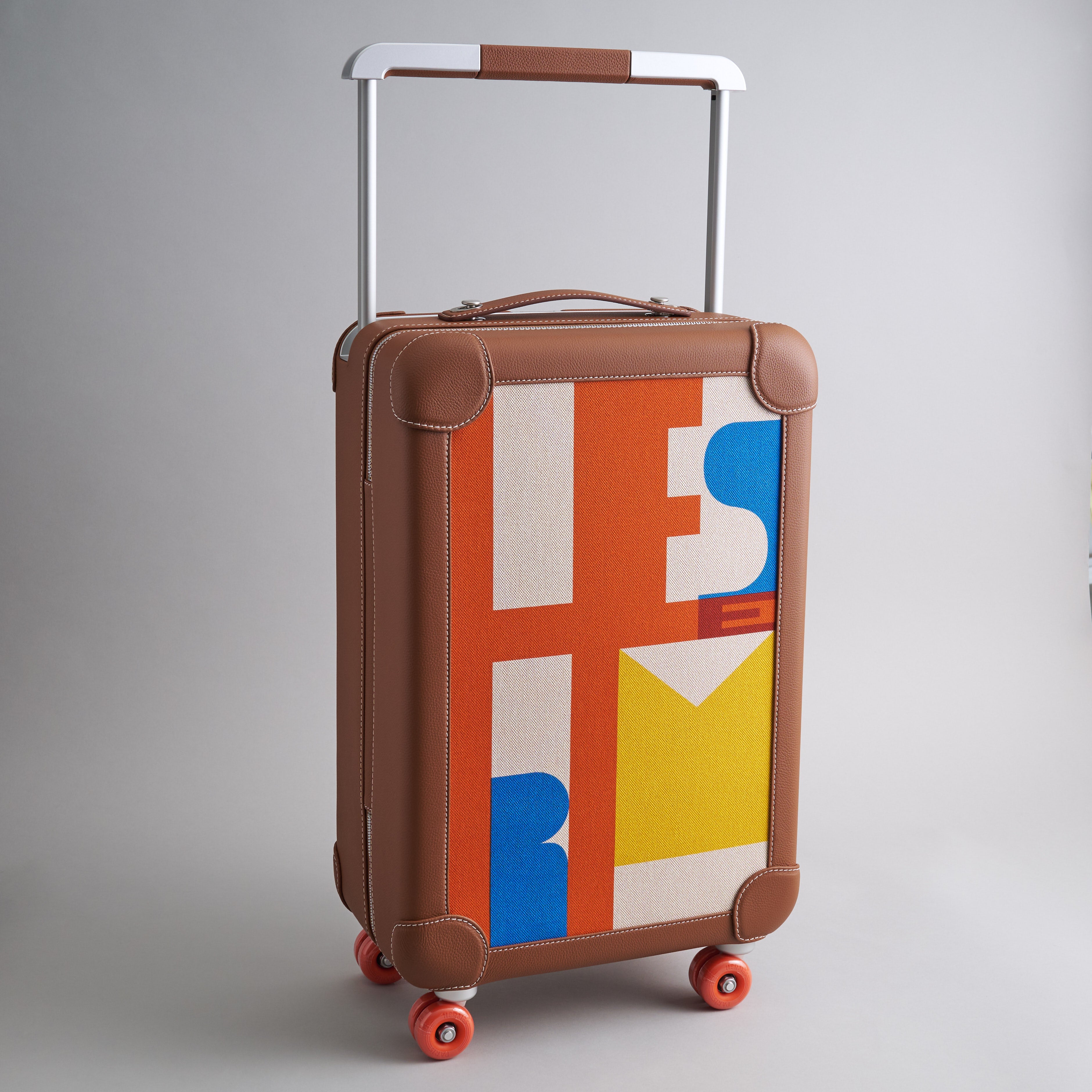 Hermès R.M.S Cabine Trolley 55 Capucine-Ecru-Beige/Fauve/Orange Pallad ...
