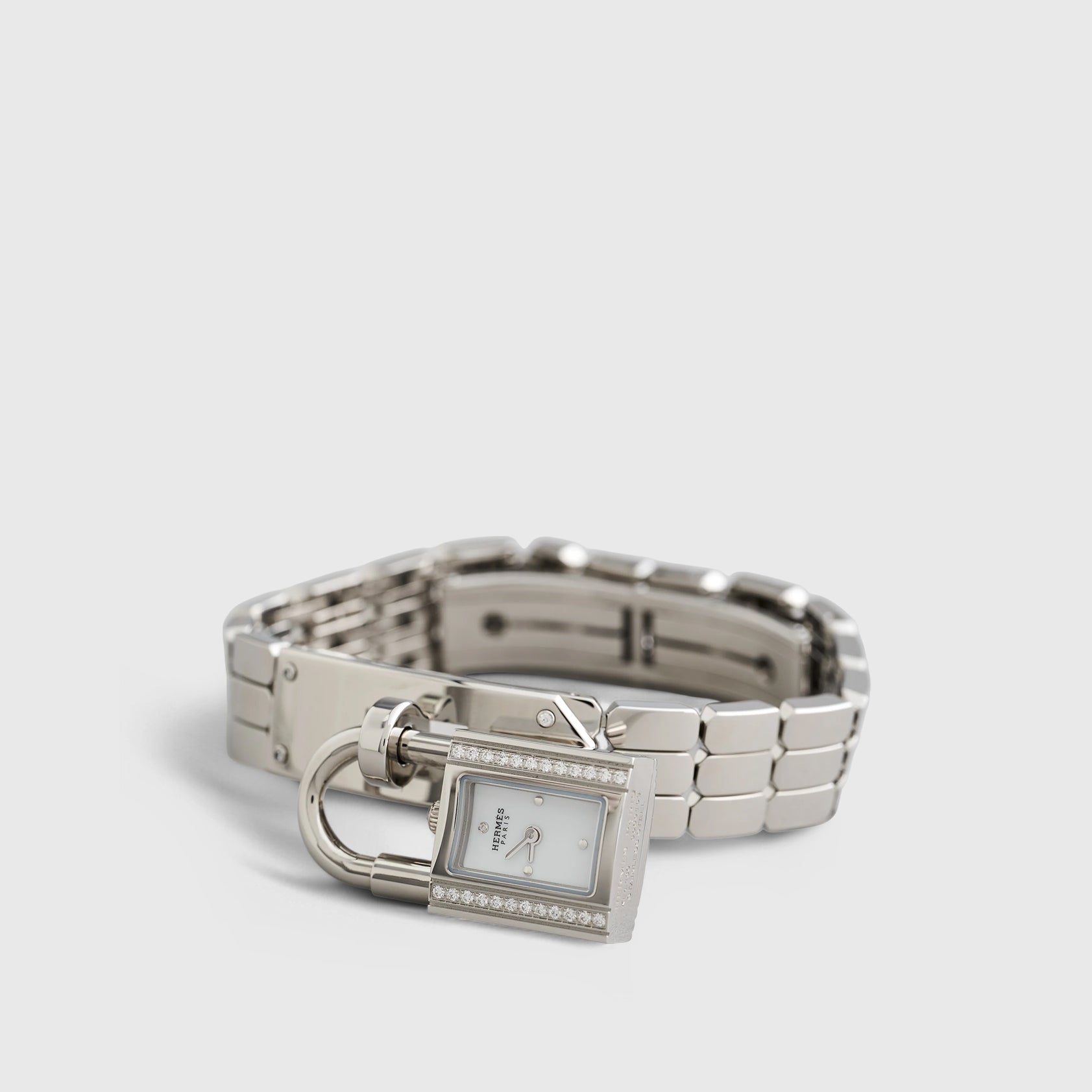 Hermès Kelly Mini Model Watch 16 mm Stainless Steel W/ Set Diamonds