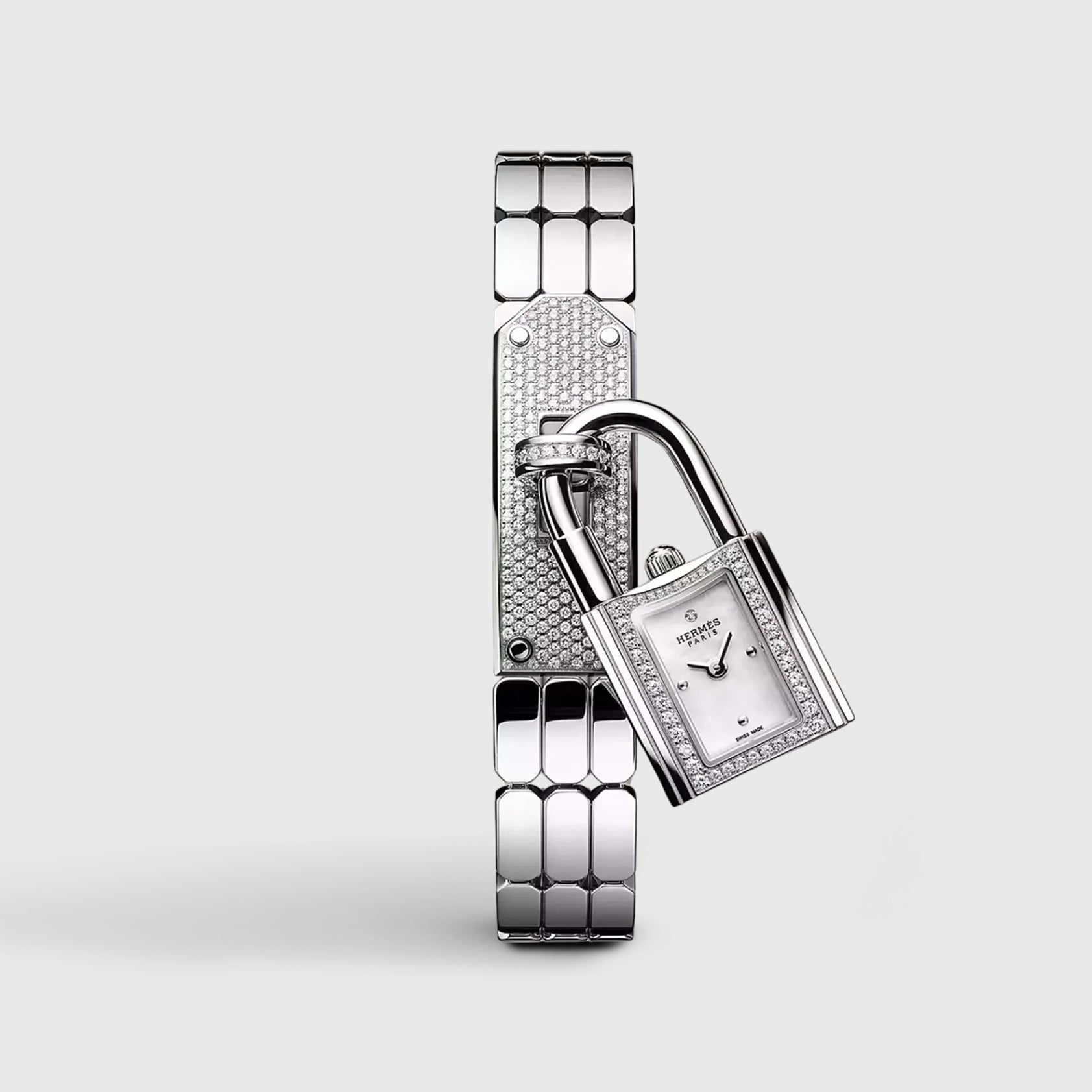 Hermès Kelly Mini Model Watch 16 mm Stainless Steel w/Diamond Buckle